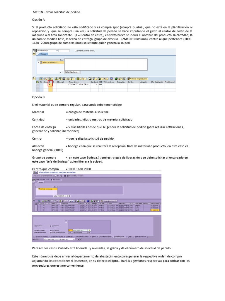 Tutorial Solicitud de Pedido Me51n | PDF