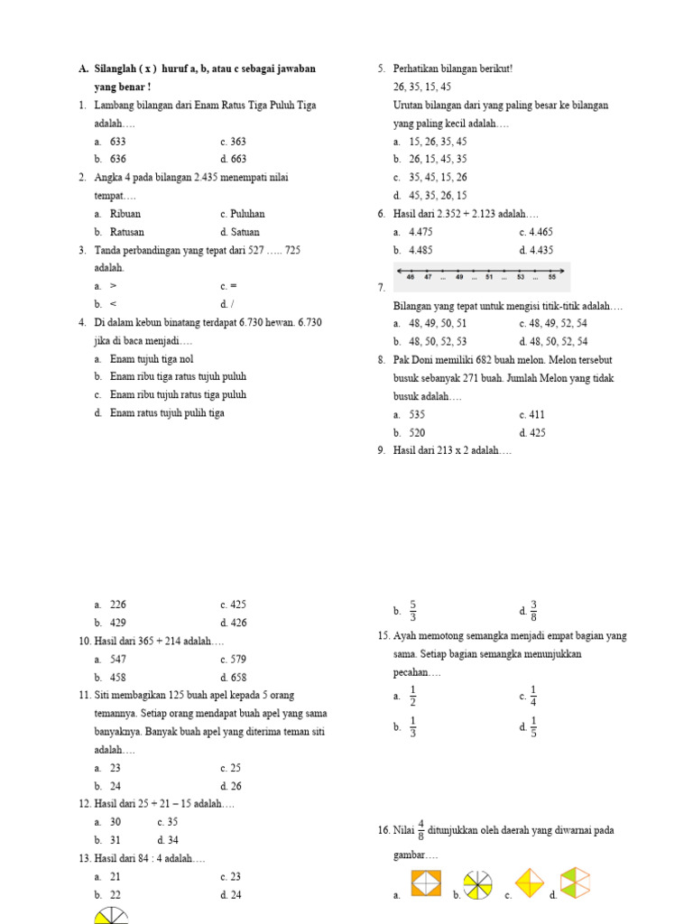 Soal Matematika Pilihan Ganda dan Isian | PDF
