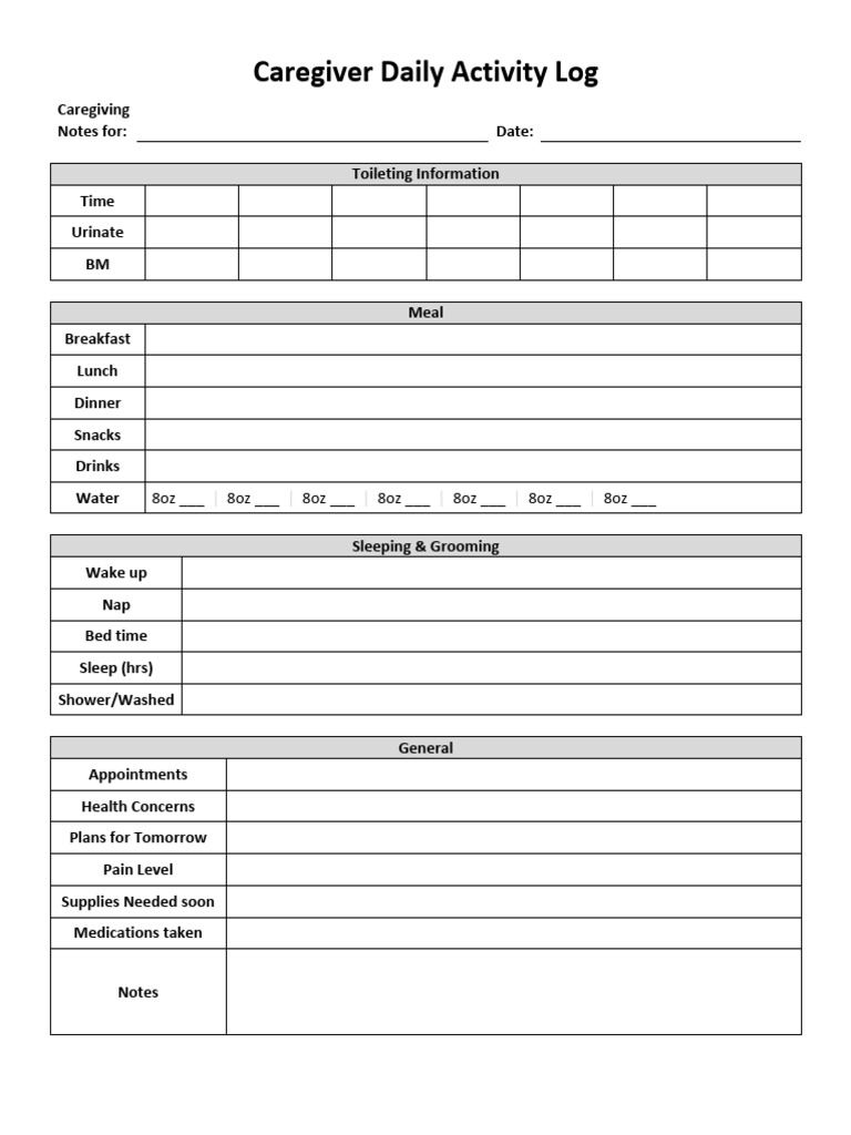 Caregiver Activity Log | PDF
