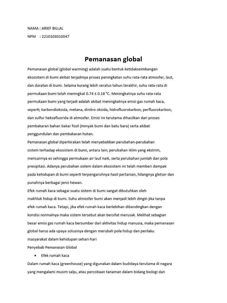 Pengertian Dan Penjelasan Tentang Pemanasan Global | PDF Pengertian Dan Penjelasan Tentang Pemanasan Global | PDF