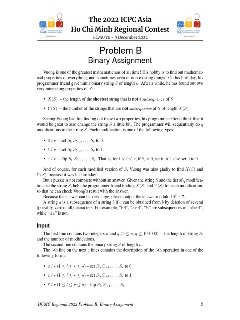 Problem B: Binary Assignment | PDF | Teaching Methods & Materials