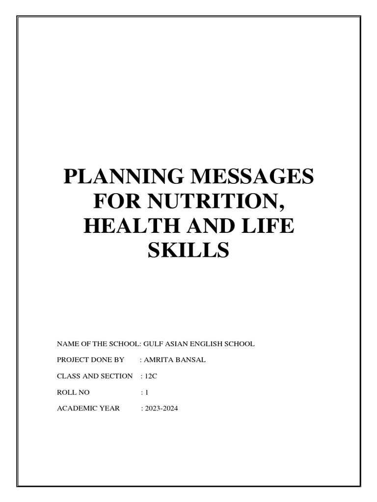 Project-Planning Nutrition Message | PDF | Diet (Nutrition) | Diet ...
