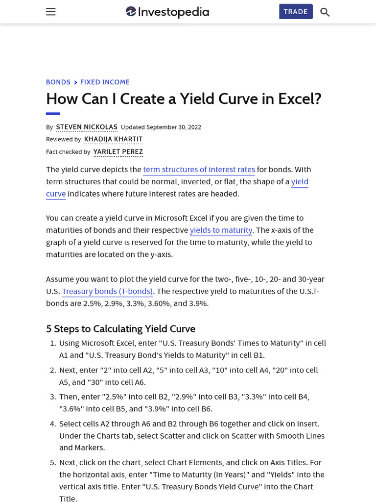 How Can I Create A Yield Curve in Excel | PDF | Yield (Finance) | Yield ...