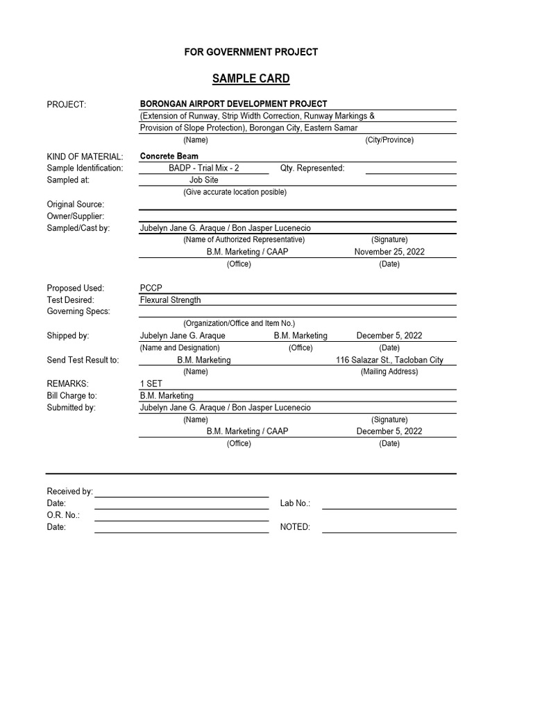 Sample Card | PDF | Civil Engineering | Building Engineering