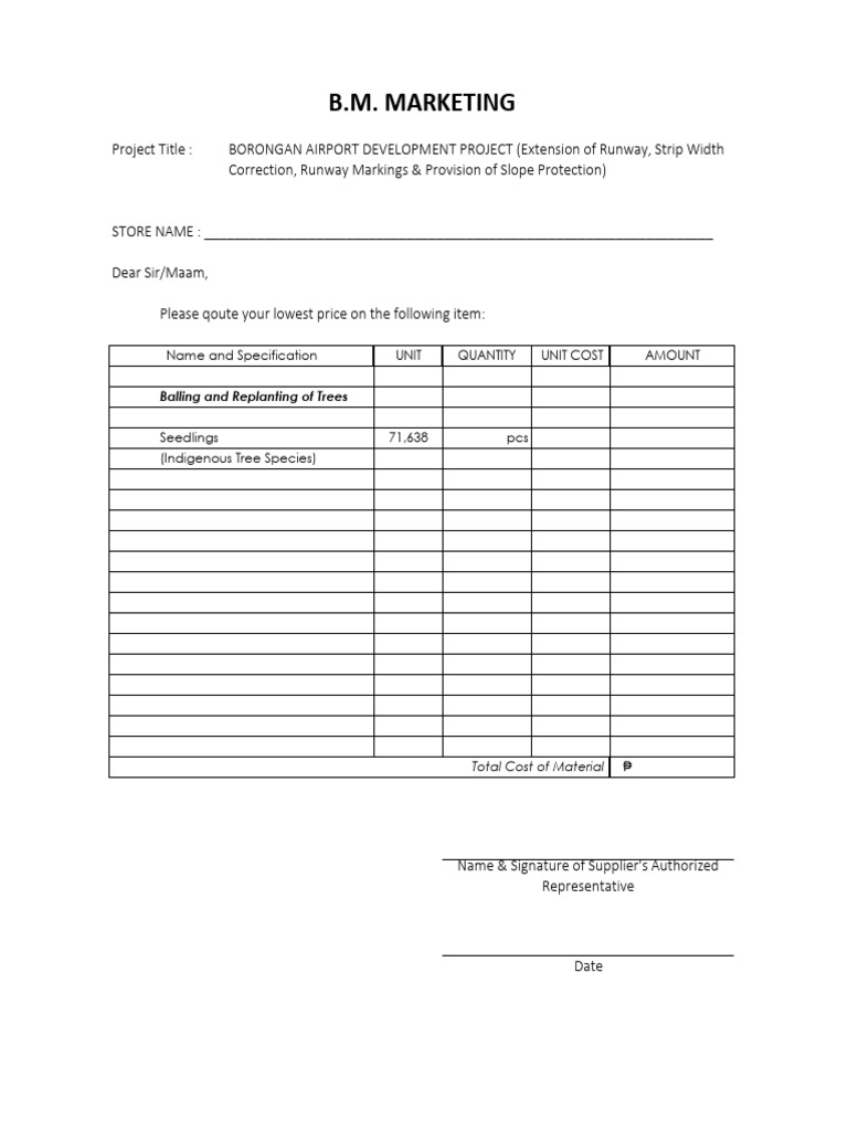 Tree Seedlings Quotation Request | PDF | Business | Finance & Money ...