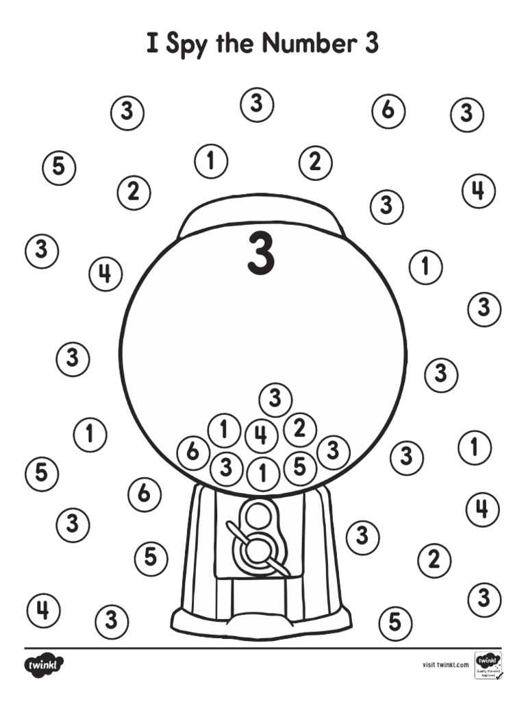 I Spy The Number 3 Worksheet | PDF