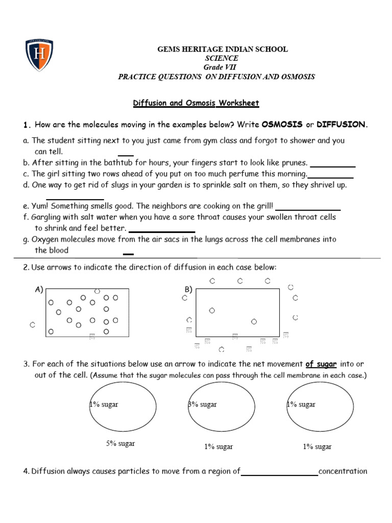 Practice Questions-Diffusion and Osmosis-02.11 | PDF | Osmosis ...