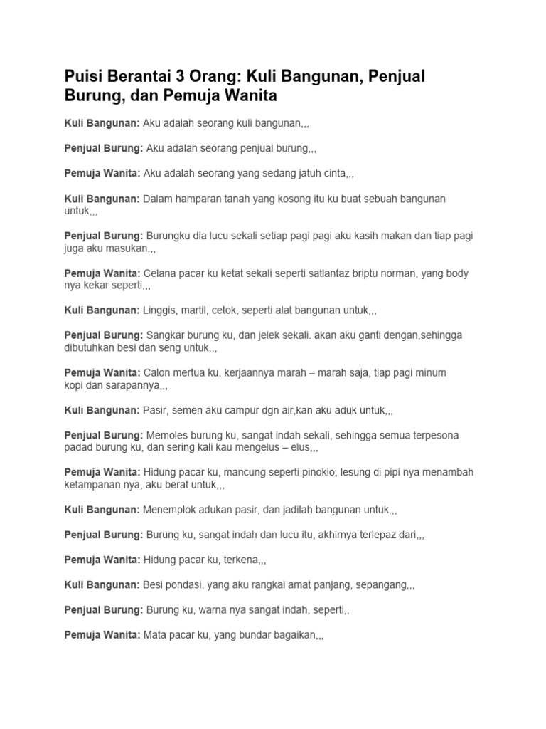 Puisi Berantai: Kuli, Burung, Cinta | PDF | Seni