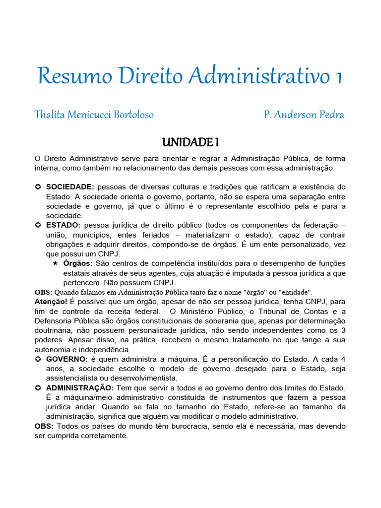 Adm1 - 1 Prova | PDF | Administração pública | Estado