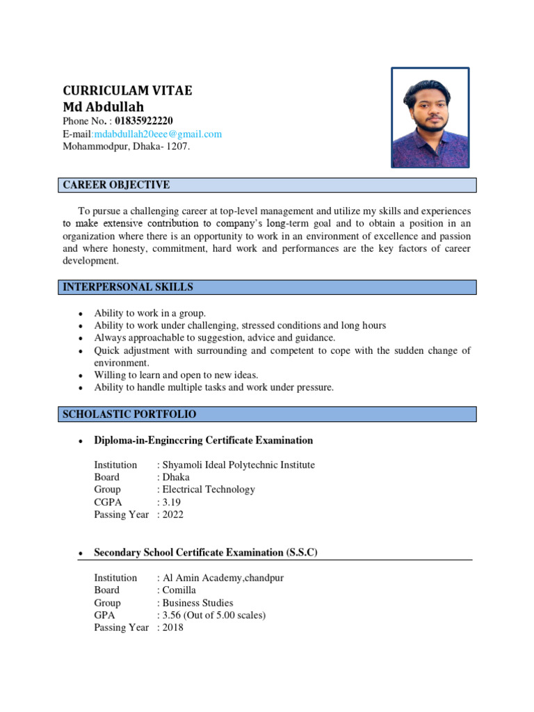 Abdullah CV | PDF | Cognition | Cognitive Science