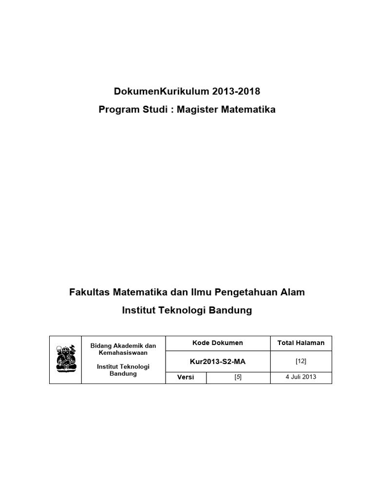 Silabus Magister Matematika ITB 2013-2018 | PDF | Pengelolaan Keuangan & Uang | Seni