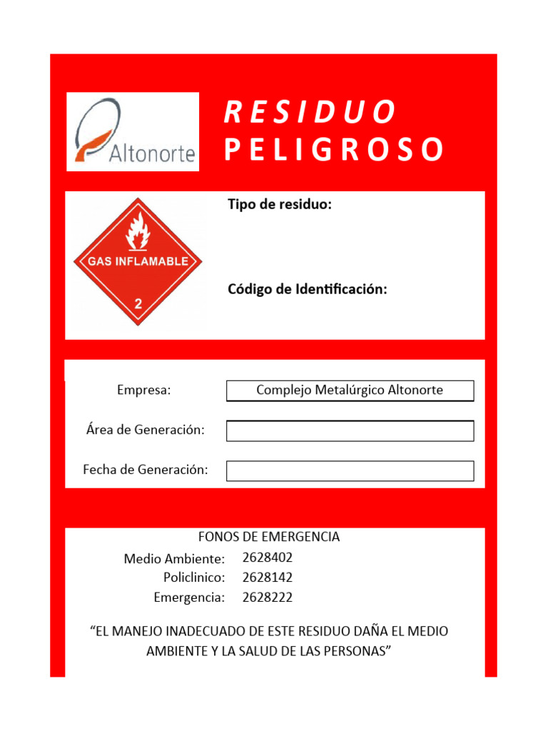 Etiquetas de Residuos Peligrosos | PDF | Impacto humano en el medio ambiente | Materiales