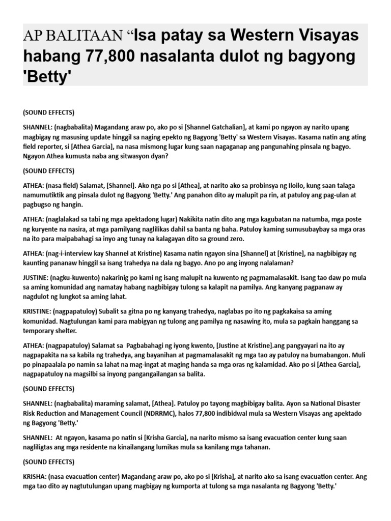 Balita Bagyo Script | PDF