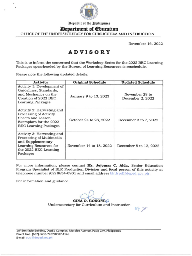 Advisory Workshop 2022 BEC Learning Packages | PDF