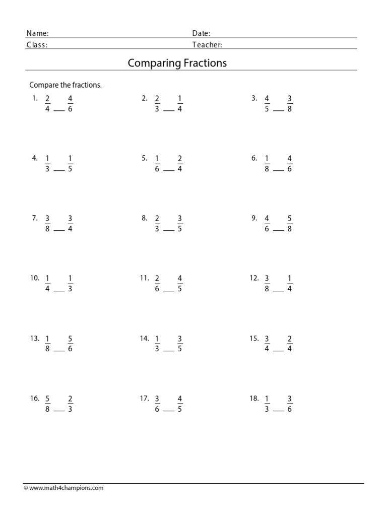 Comparing Fractions | PDF