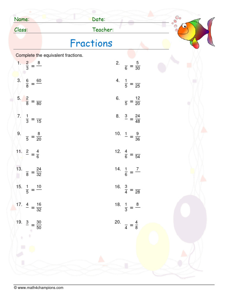 Complete Equivalent Fractions 2 | PDF