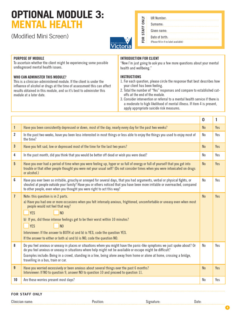 Optional Module 3 - Mental Health Mms PDF | PDF | Mental Disorder | Anxiety