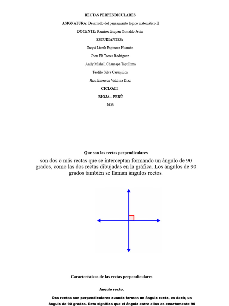Recta Perpendicular | PDF | Línea (geometría) | Perpendicular