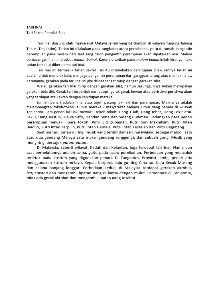 Tari Inai | PDF | Perjalanan | Seni