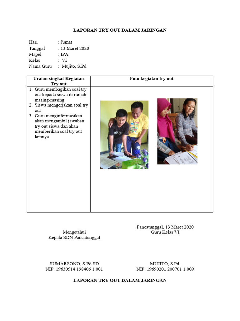 Laporan Try Out Dalam Jaringan | PDF | Wellness