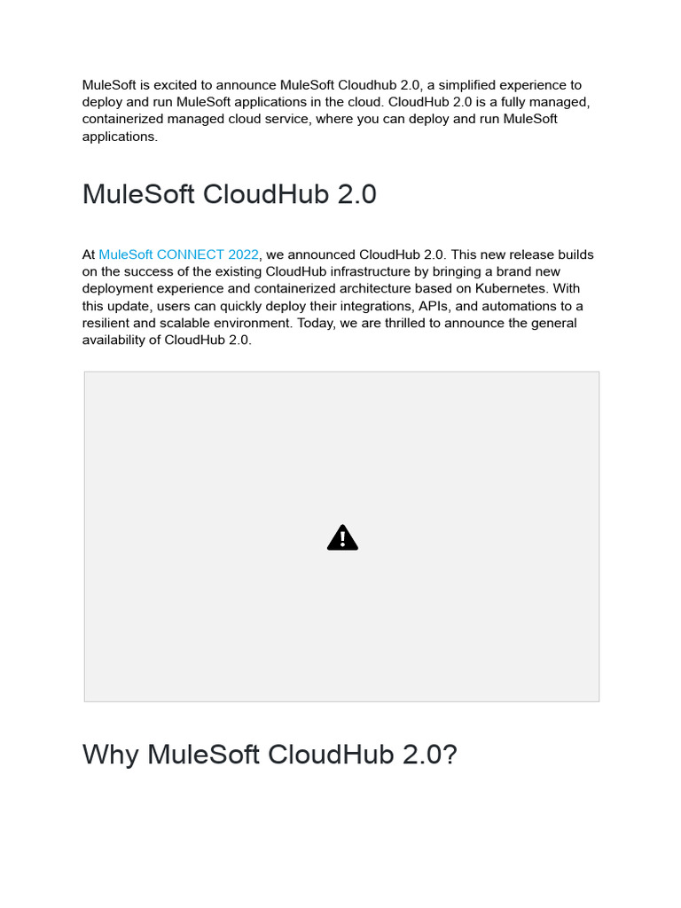 Announcing MuleSoft CloudHub 2.0 | PDF Announcing MuleSoft CloudHub 2.0 | PDF