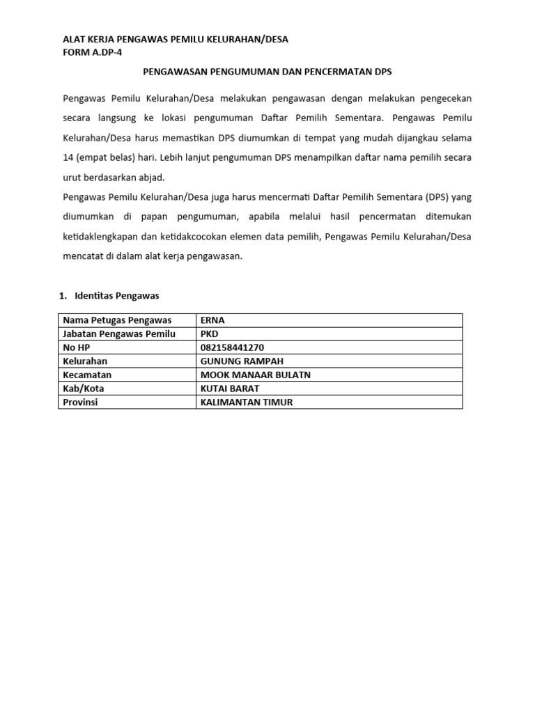PKD - Pengawasan Pengumuman Dan Pencermatan DPS | PDF PKD - Pengawasan Pengumuman Dan Pencermatan DPS | PDF