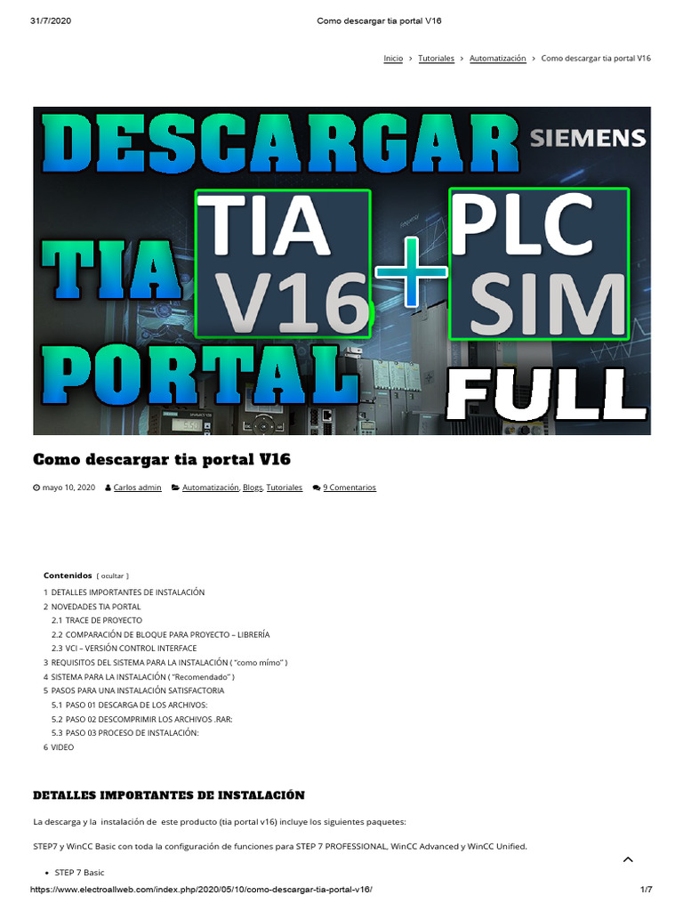 Como Descargar Tia Portal V16 | PDF | Windows 10 | Windows 7