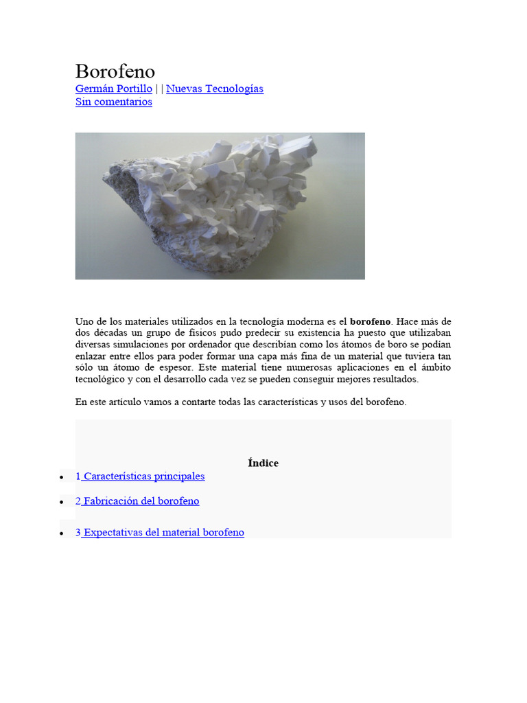 BOROFENO Caracteristicas | PDF | Boro | Grafeno