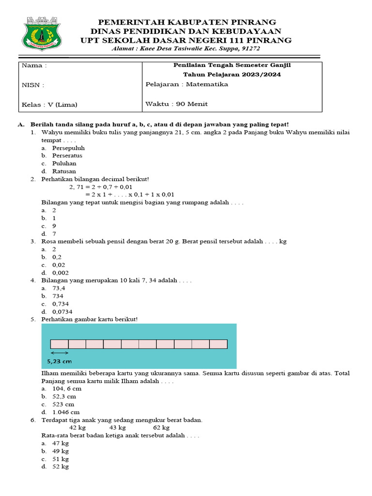 PTS MATEMATIKA Fix | PDF