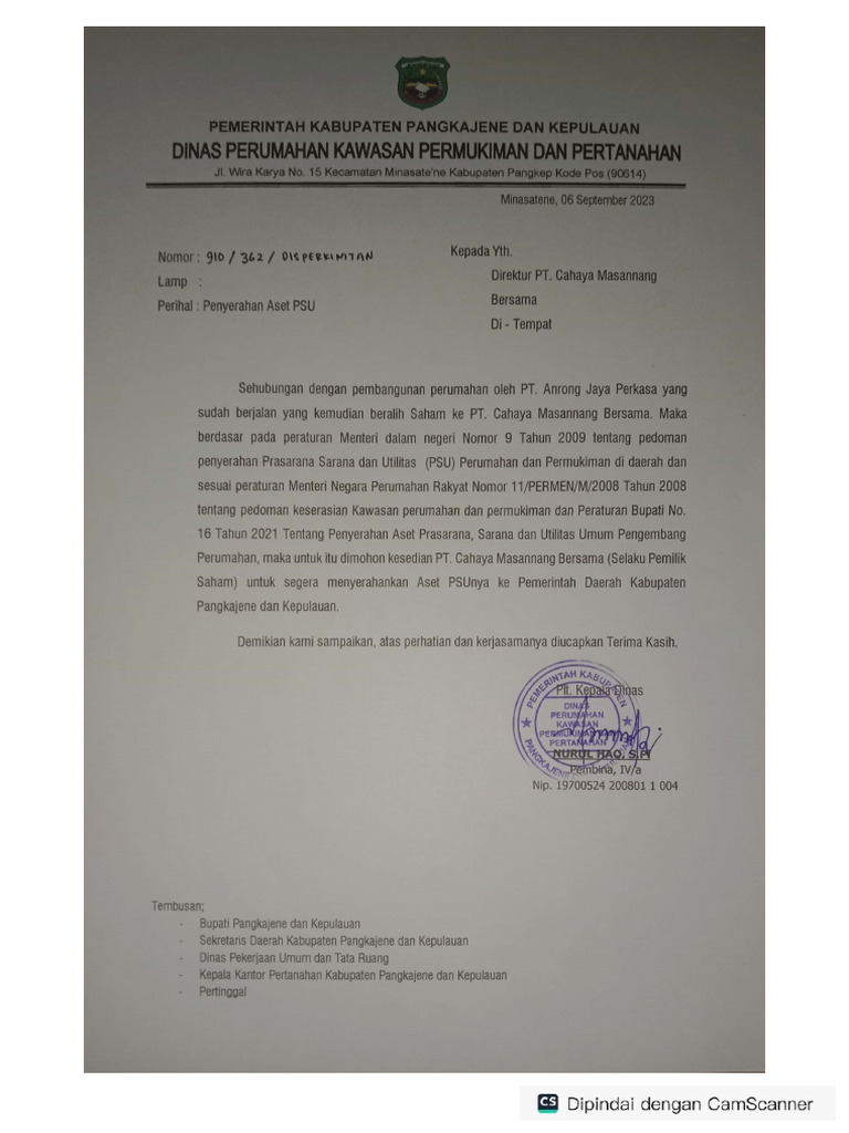 Surat Penyerahan Psu | PDF