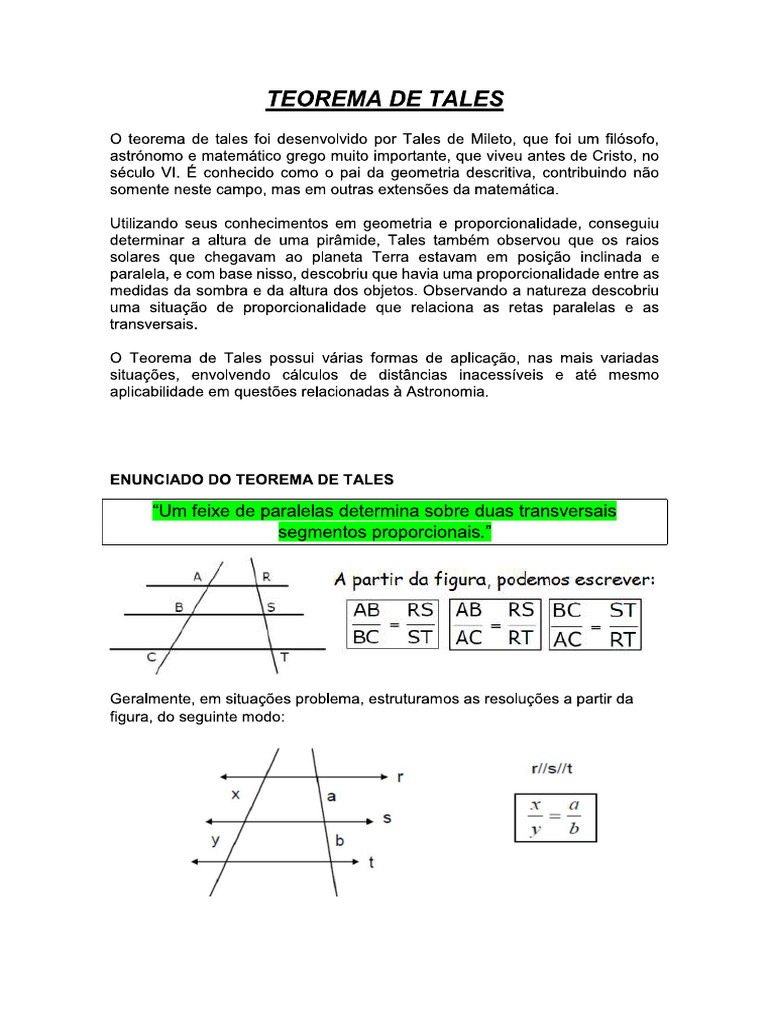 Revisão - Teorema de Tales | PDF