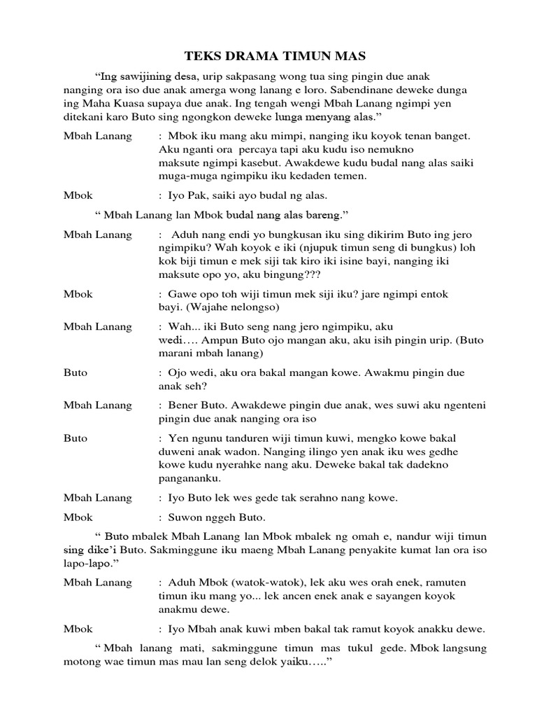 Teks Drama Timun Mas | PDF