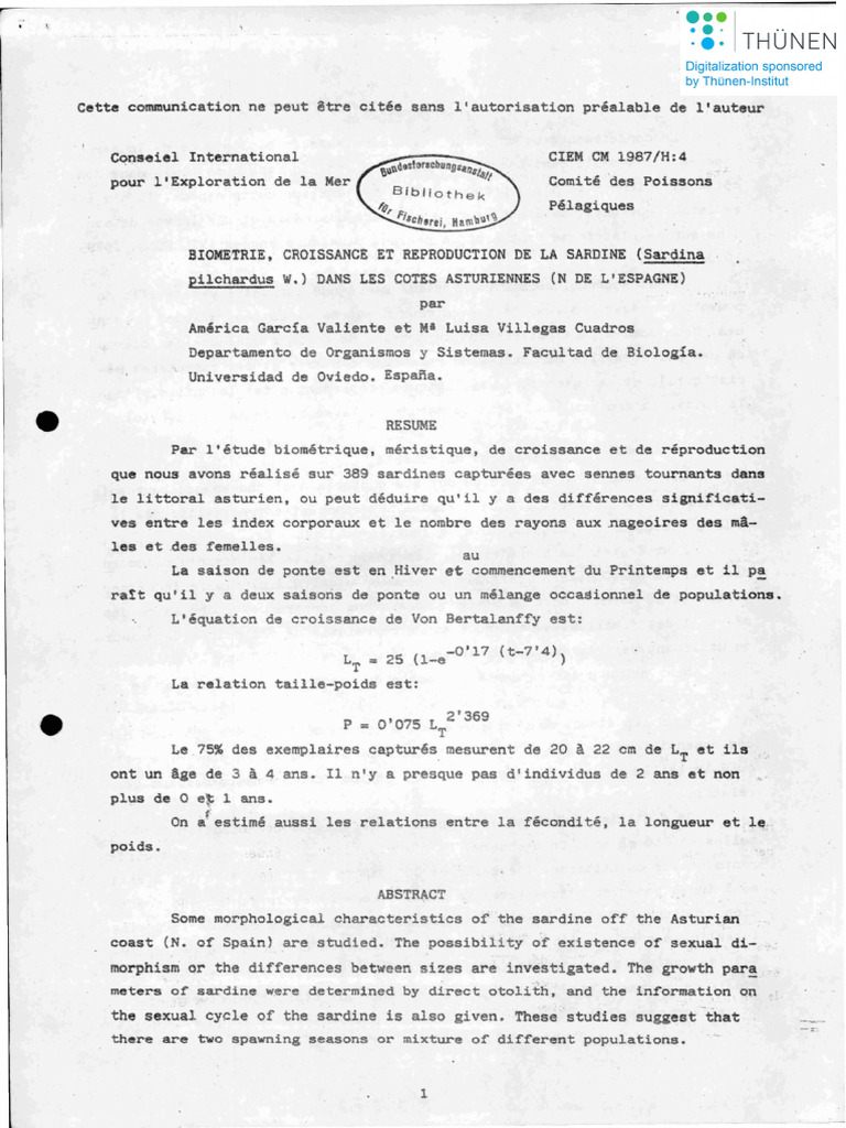Biologie de la reproduction de la sardine | PDF | Sciences sociales ...