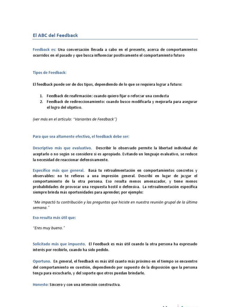 El ABC Del Feedback | PDF | Realimentación | Comportamiento