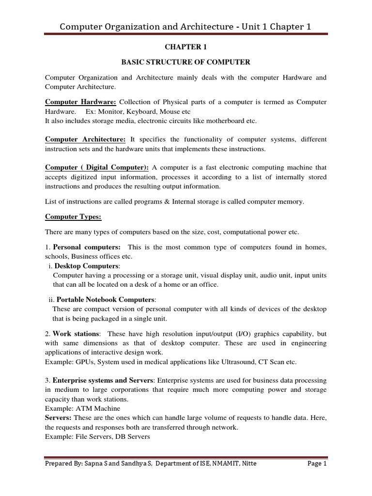 CO Unit 1 Chap 1 Notes | PDF | Computer Data Storage | Central ...