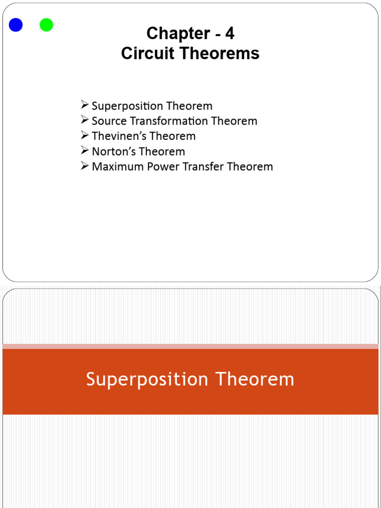 4 Circuit Theorems | PDF | Electrical Network | Electrical Resistance And Conductance
