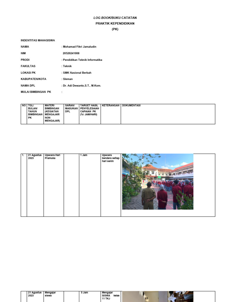 LOG BOOK PK - Minggun 7 - Mohamad Fikri Jamaludin | PDF