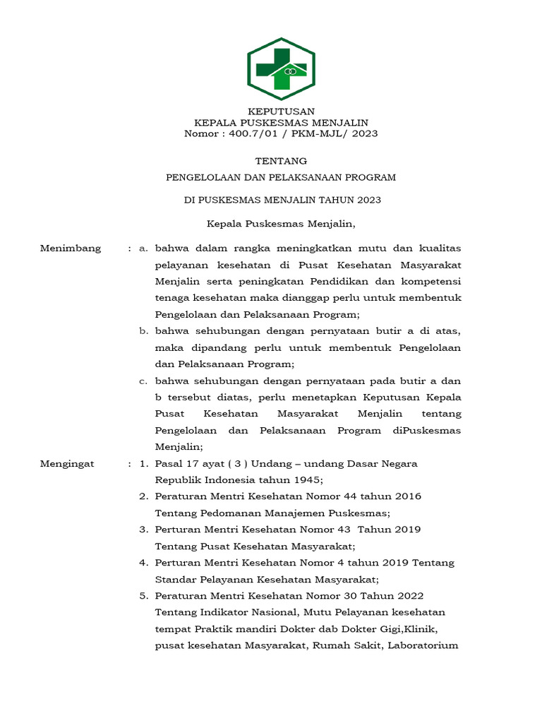 SK PJ Program 2023 Martin | PDF | Pengembangan Diri | Kesehatan Holistik