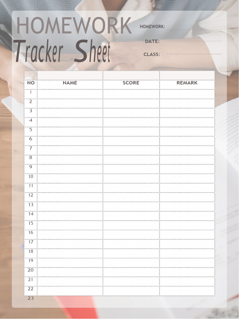 Homework Sheet Tracker | PDF
