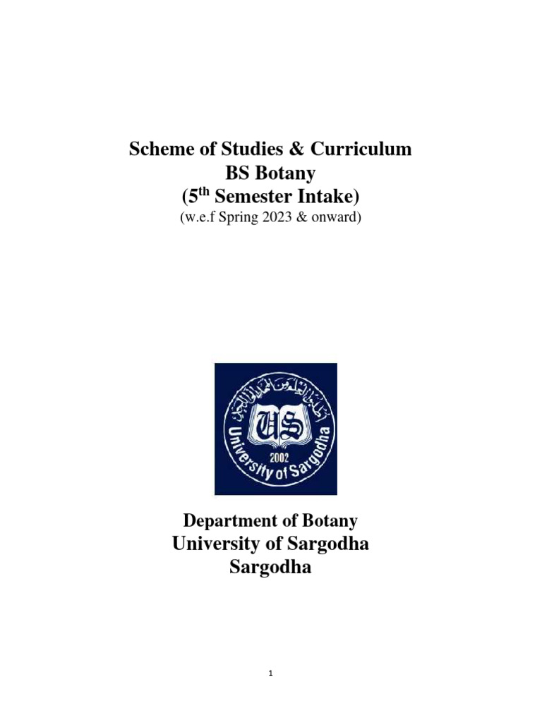 Scheme of Studies & Curriculum BS Botany (5 Semester Intake) | PDF