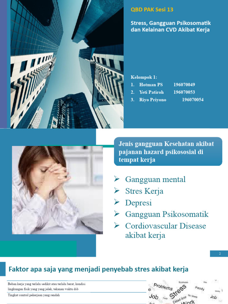 QBD Pak Sesi 13 - Kelompok 1 - Stress Gangguan Psikosomatik | PDF