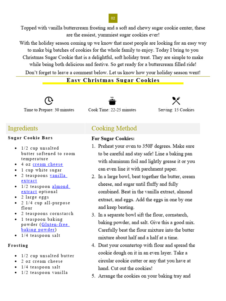Easy Christmas Sugar Cookies CARD | PDF | Food And Drink | Foods