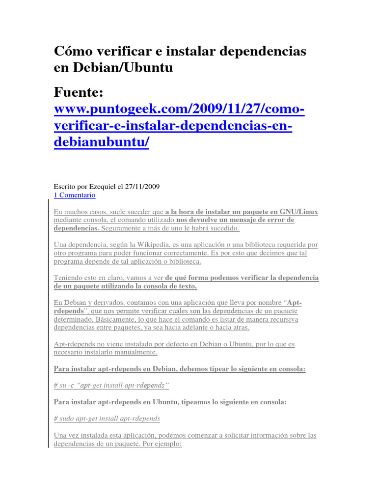Gestión de Dependencias en Debian/Ubuntu | PDF | Tecnología de sistema ...