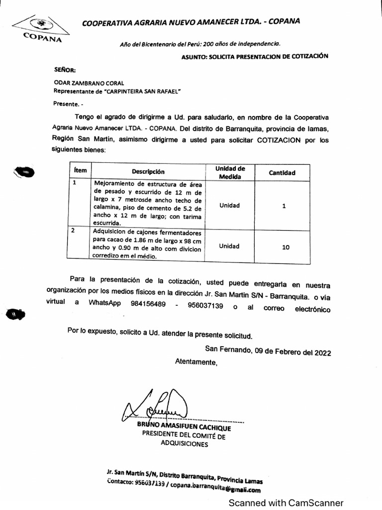 Solicitud de Proforma | PDF