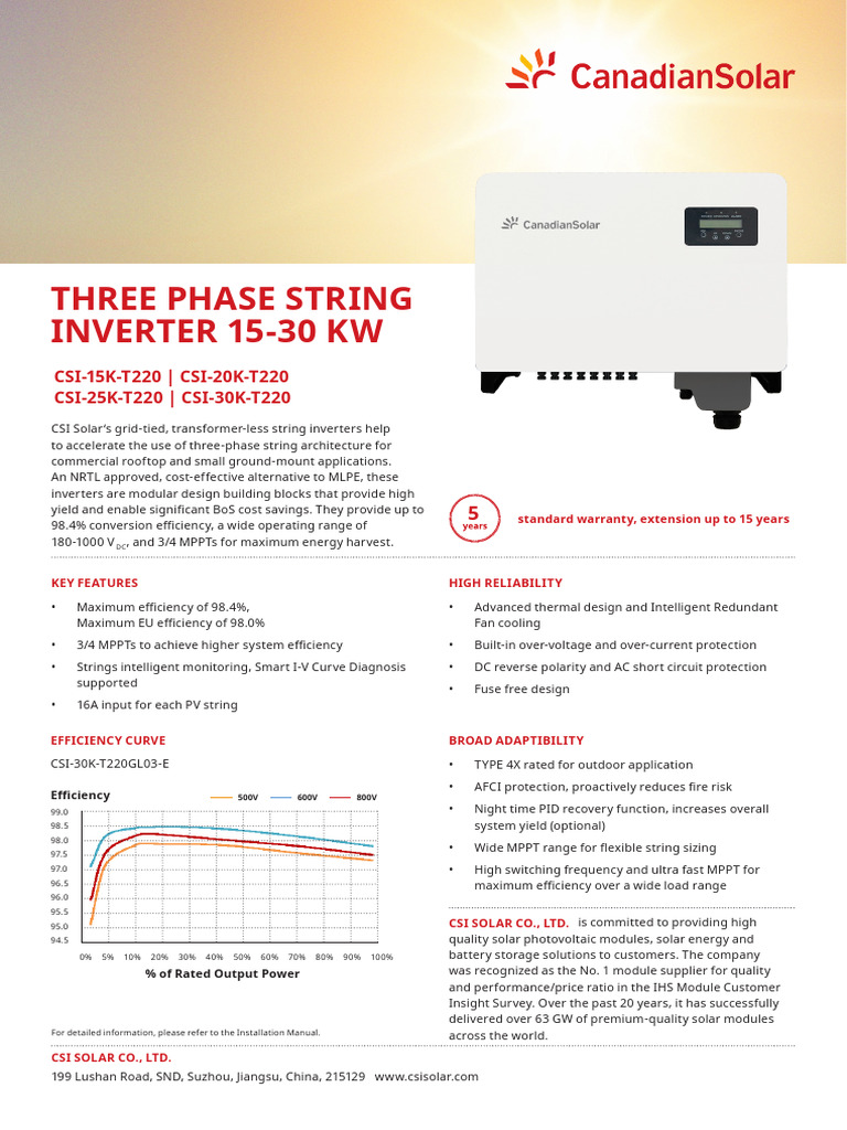 CSI Inverter - 3ph 15-30KW-T220 GL03 - V1.0 - Dec 2021 | PDF ...
