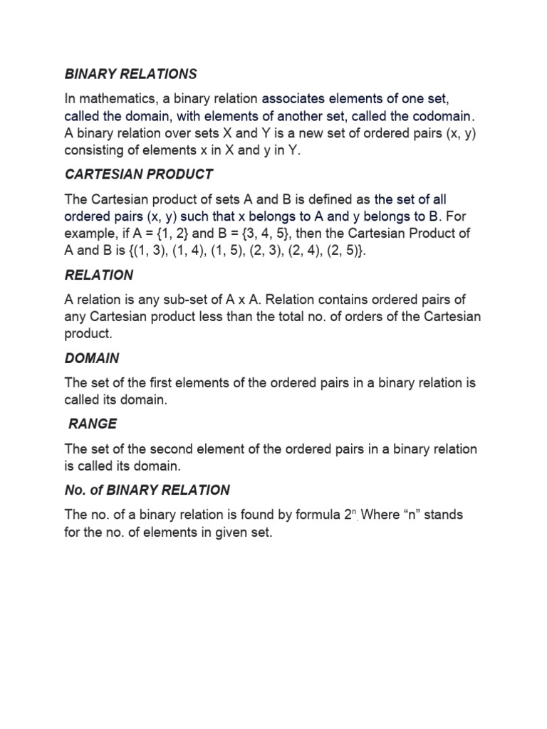 Binary Relations | PDF