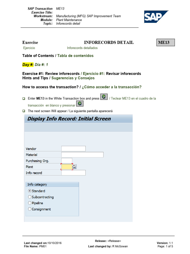 ME13 Inforecord Details | PDF | Information Technology | Computing