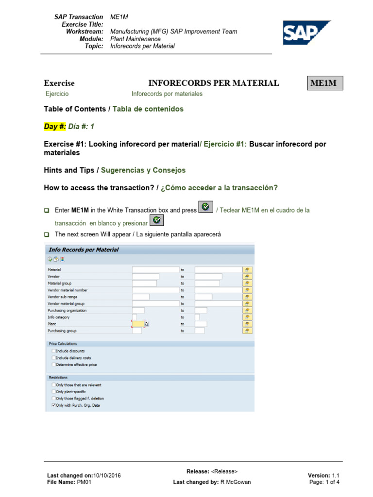 ME1M Inforecord Per Material | PDF | Computing | Computer Science