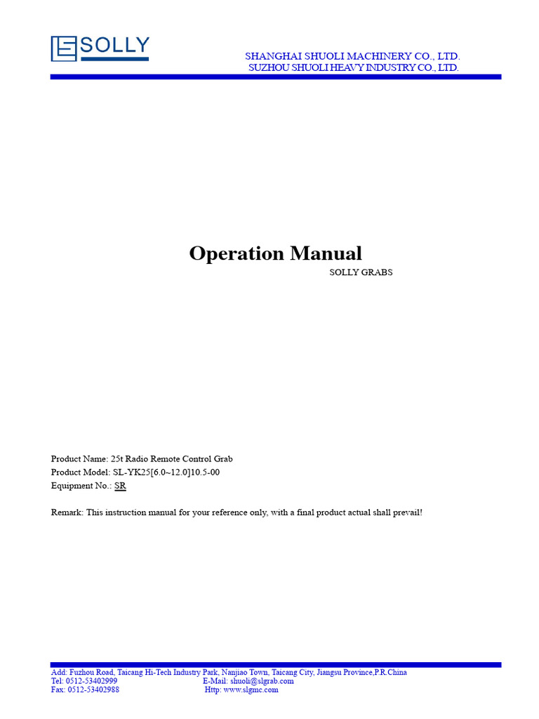 Solly Grab Operation Manual | PDF