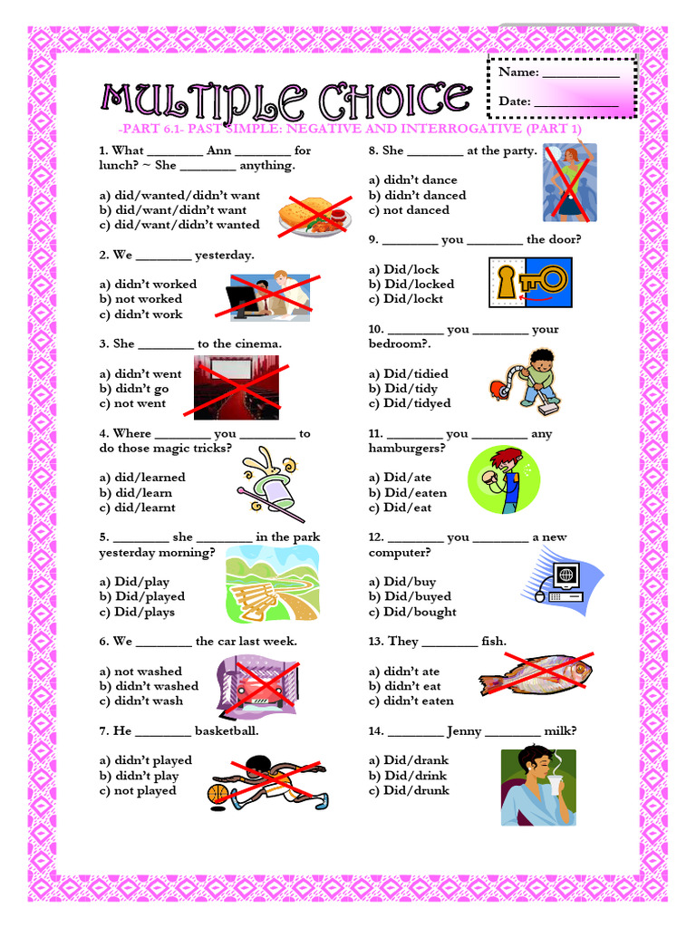 Past Simple Multiple Choice Test | PDF